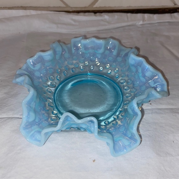 Fenton | Art | Vintage Fenton Opalescent Hobnail Ruffled Bowl Candy ...